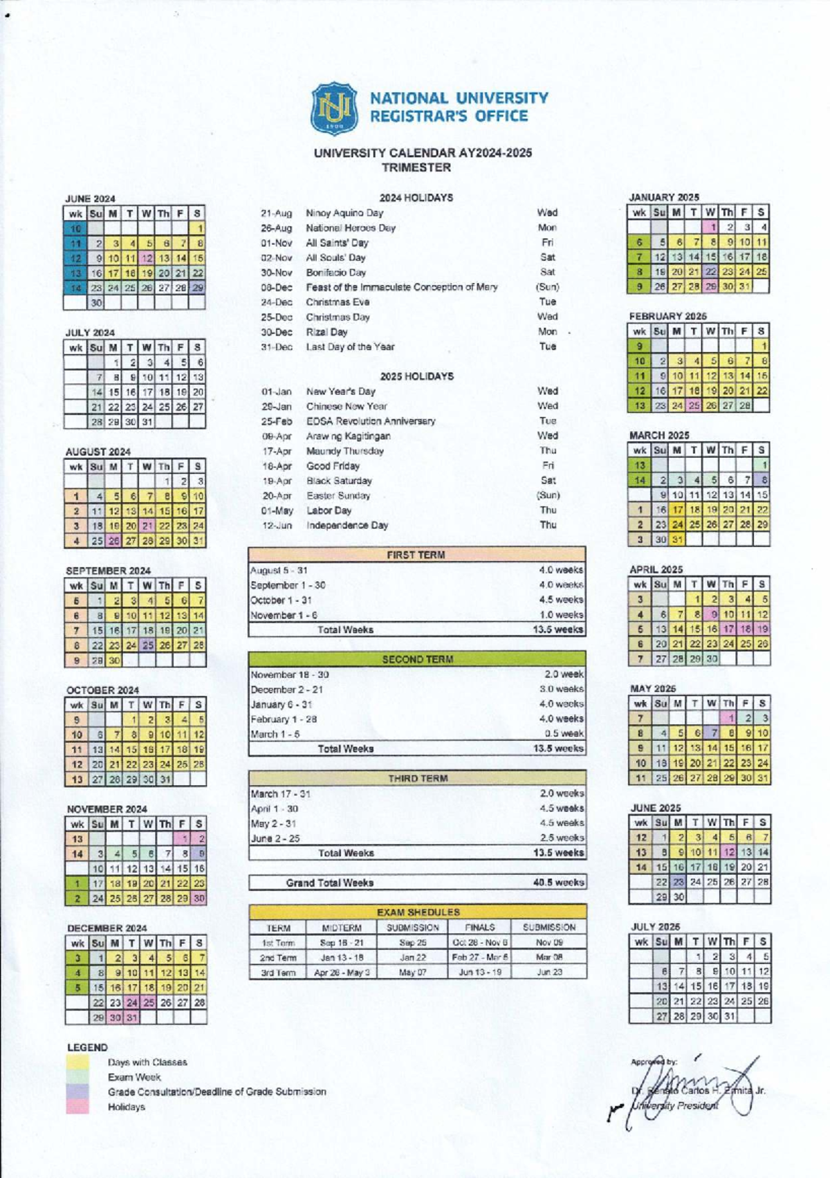 University Calendar AY 2024-2025: Important Dates & Holidays - Studocu
