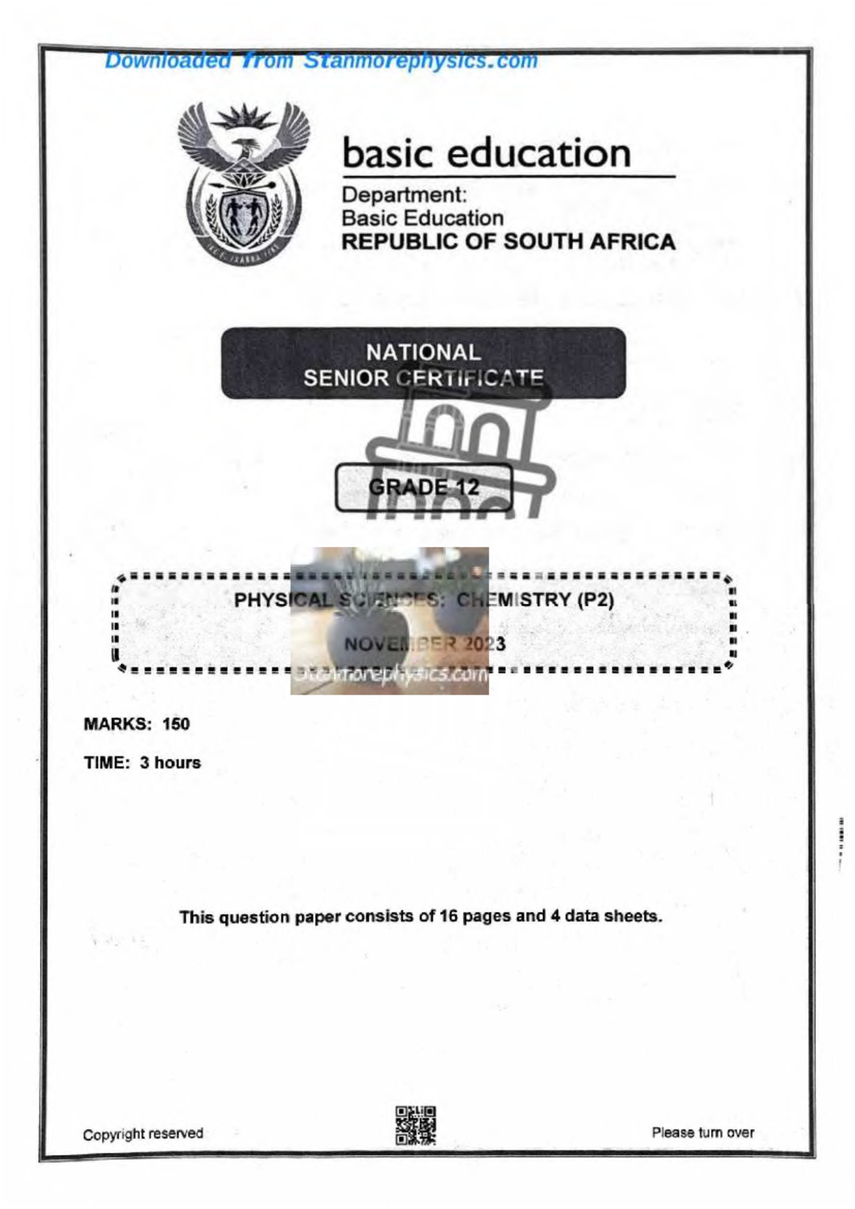 NSC Grade 12 Physical Science November 2023 P2 Exam Paper & Memo - Studocu