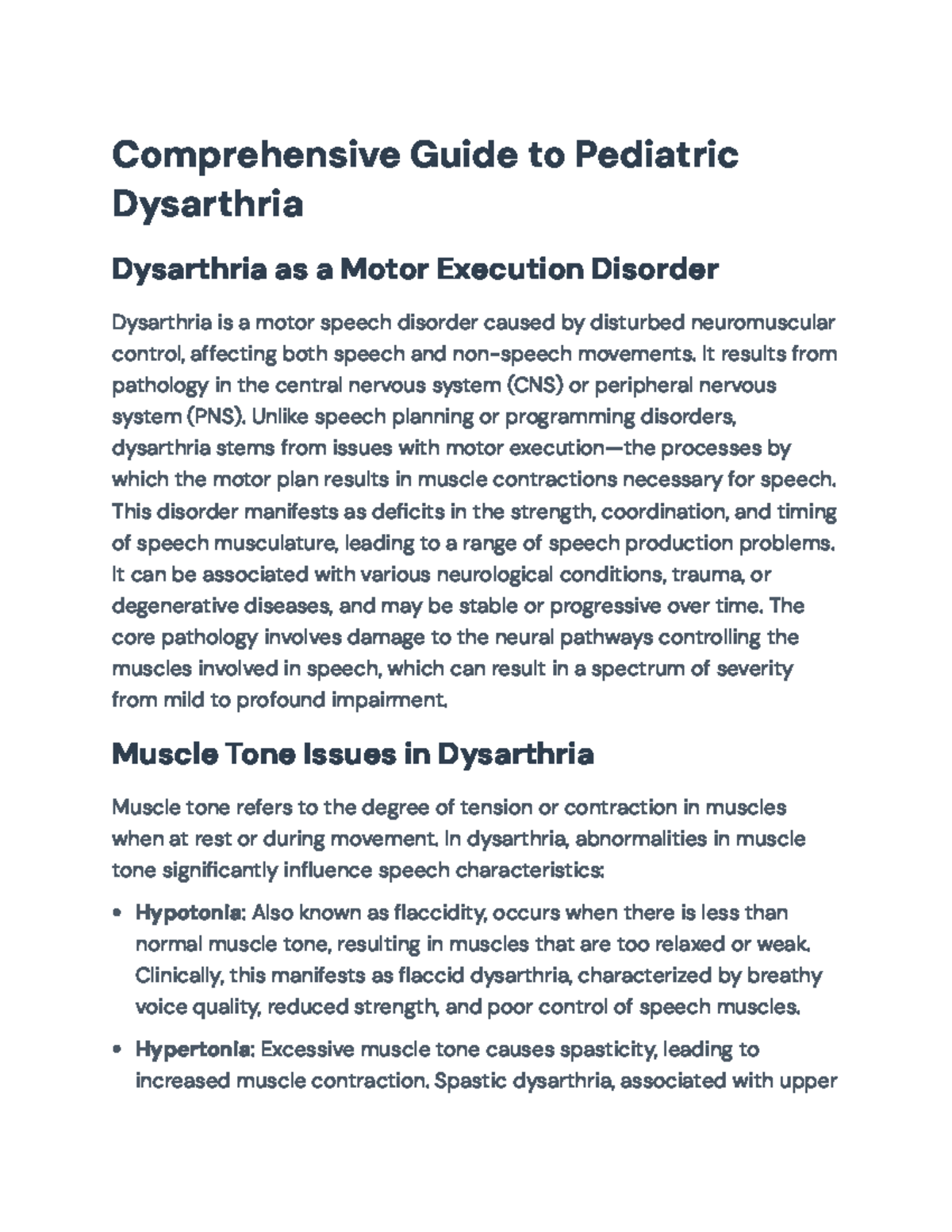 Comprehensive Overview of Pediatric Dysarthria Assessment and ...