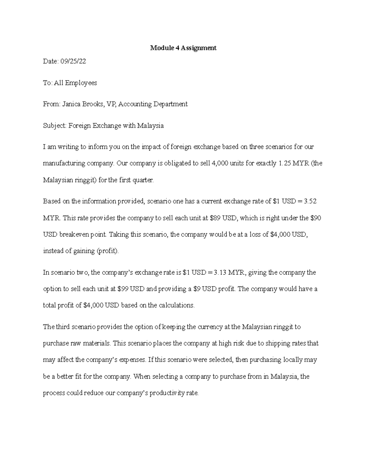 INT 220 Module 4 Assignment - Module 4 Assignment Date: 09/25/ To: All ...