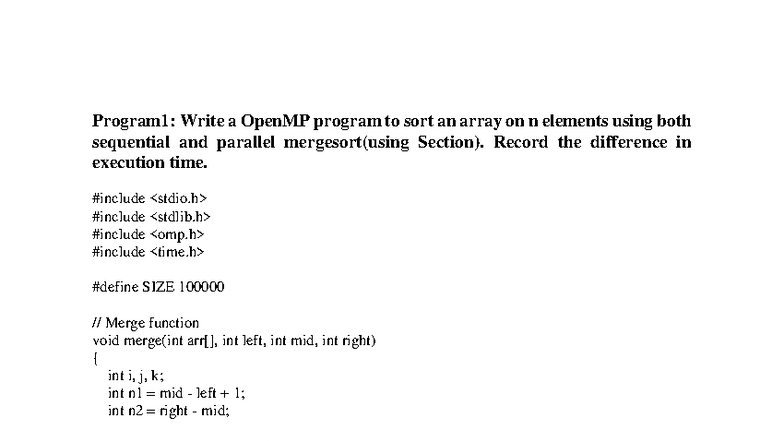 Parallel Computing Lab Manual (CS 7th Sem): OpenMP & MPI Programs - Studocu
