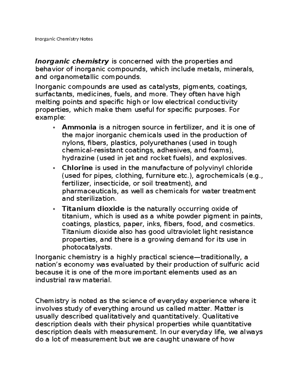 Inorganic Chemistry Lecture Notes: Properties & Applications - Studocu