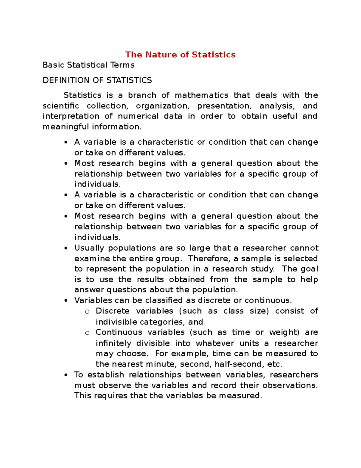Chapter 1.1 The Nature of Statistics - The Nature of Statistics Basic ...
