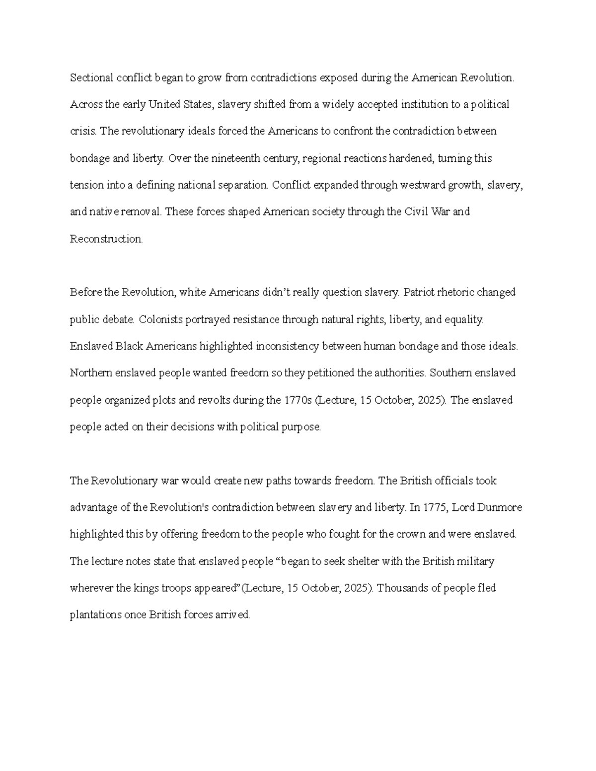 HIST 2025: Lecture Notes on Slavery and Sectional Conflict in America ...