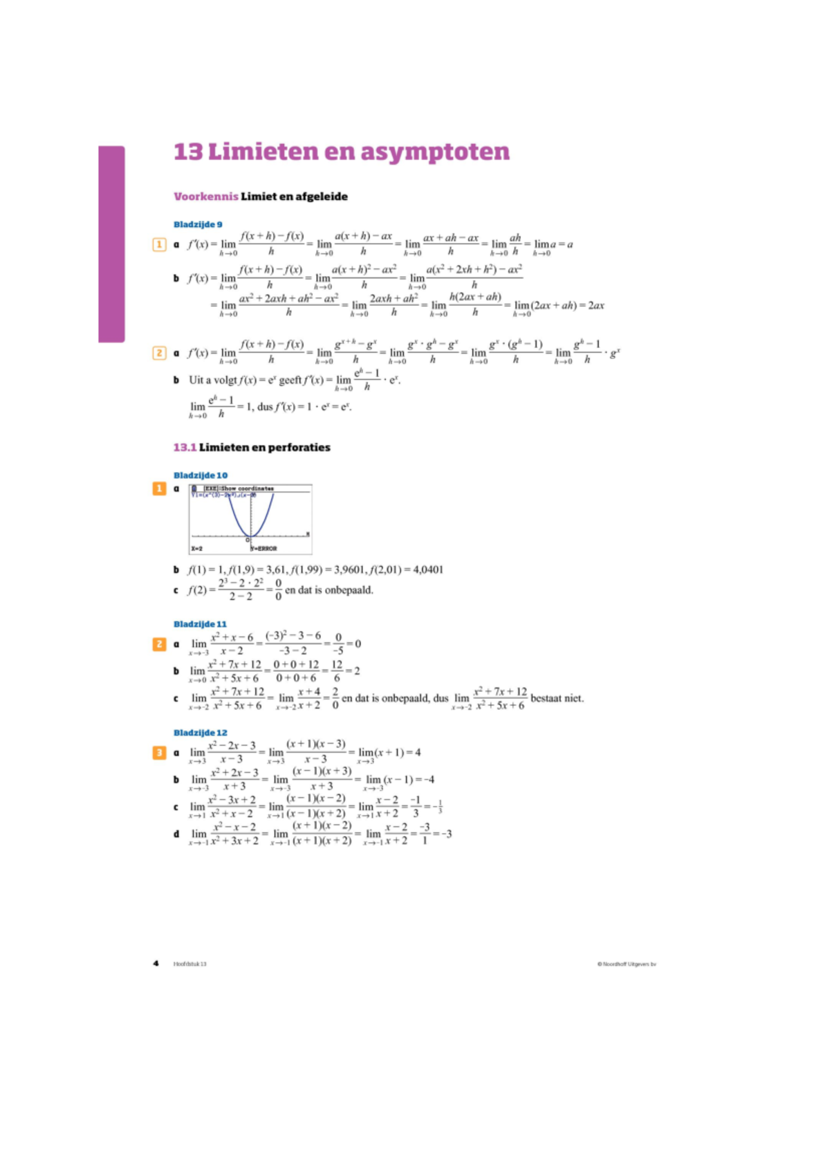 Wiskunde B - Hoofdstuk 13: Limieten en Asymptoten Overzicht - Studeersnel