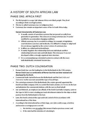 Origins and Sources of South African Law - , the various components) of ...