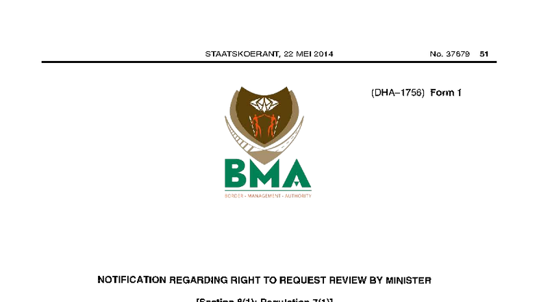 DHA-1756 Form 1: Notification of Right to Request Review - Studocu