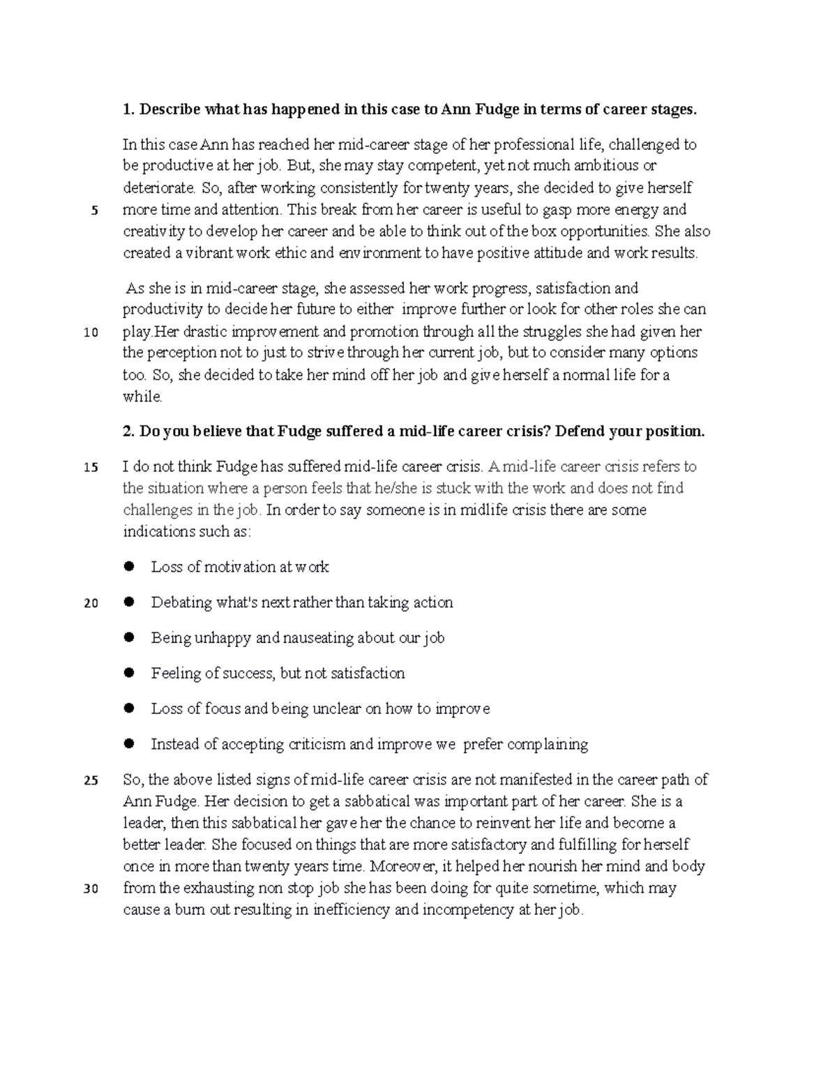 Business Administration Case Study: Career Stages of Ann Fudge - Studocu