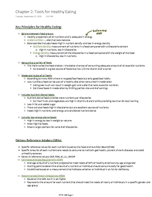 NTR 100 - Chapter 1 Notes - Chapter 1 Notes – Health is deined as “a ...