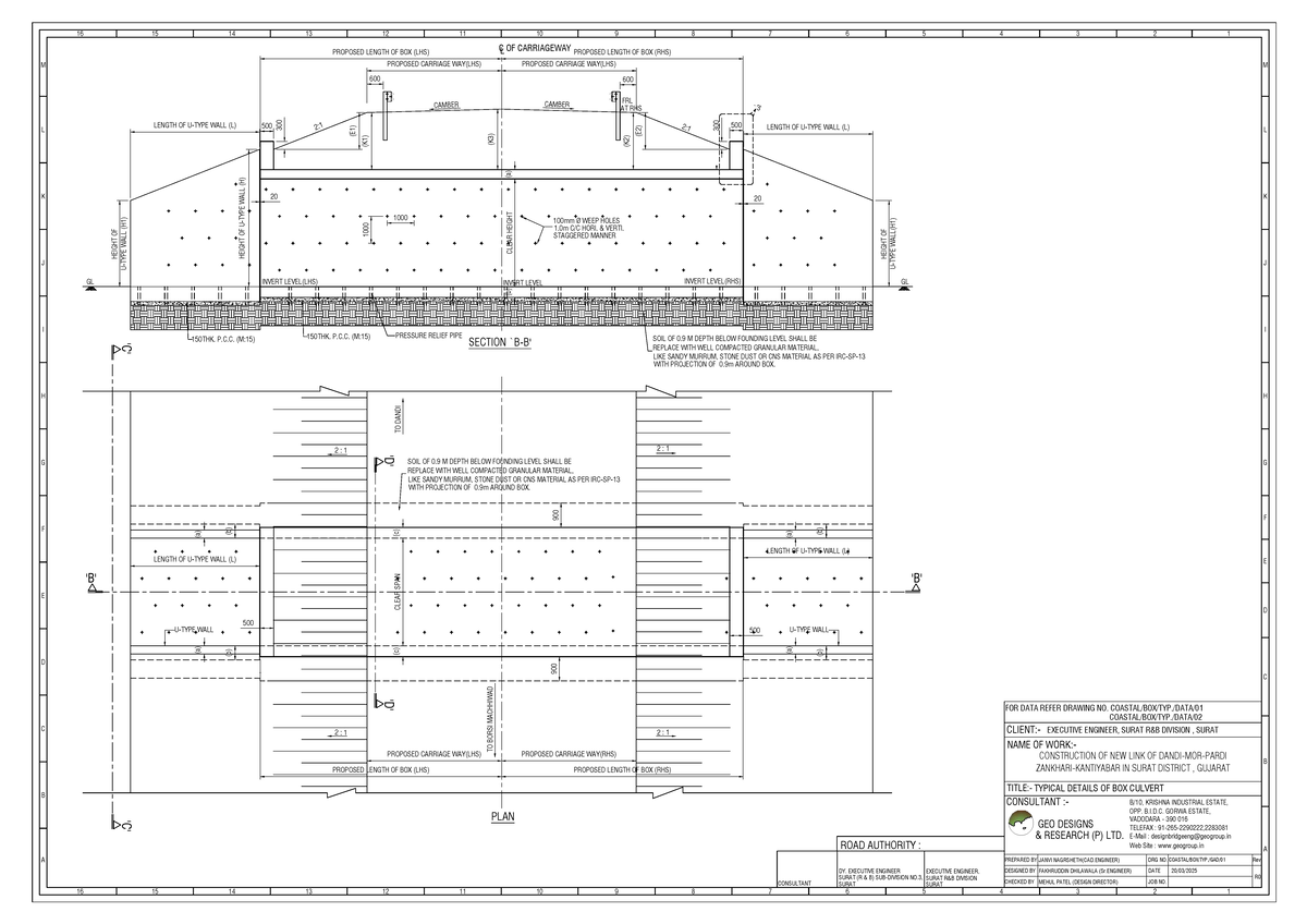 BOX Culvert Design Details for Road Construction Project - Studocu