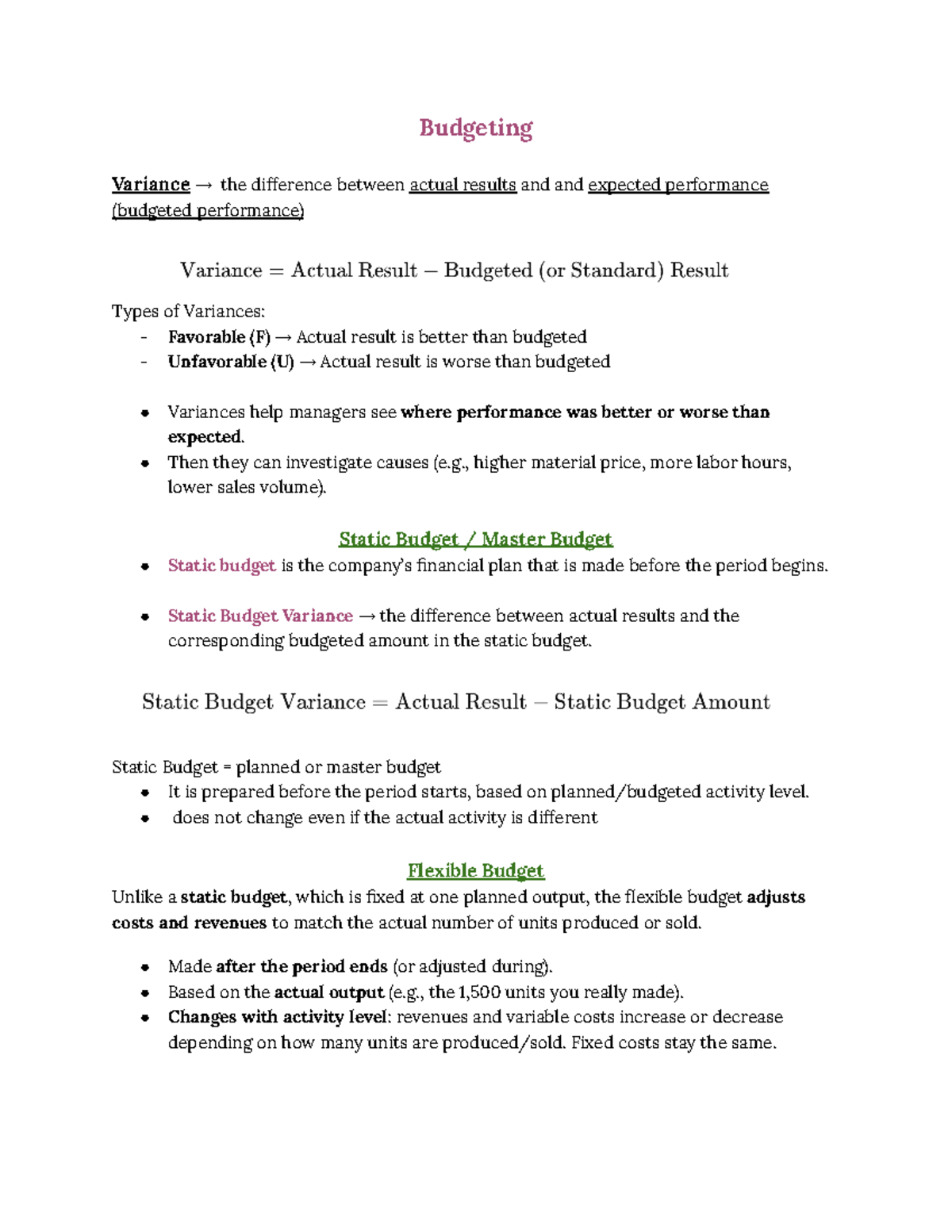 Budgeting Variance Analysis: Understanding Direct Cost Variances - Studocu