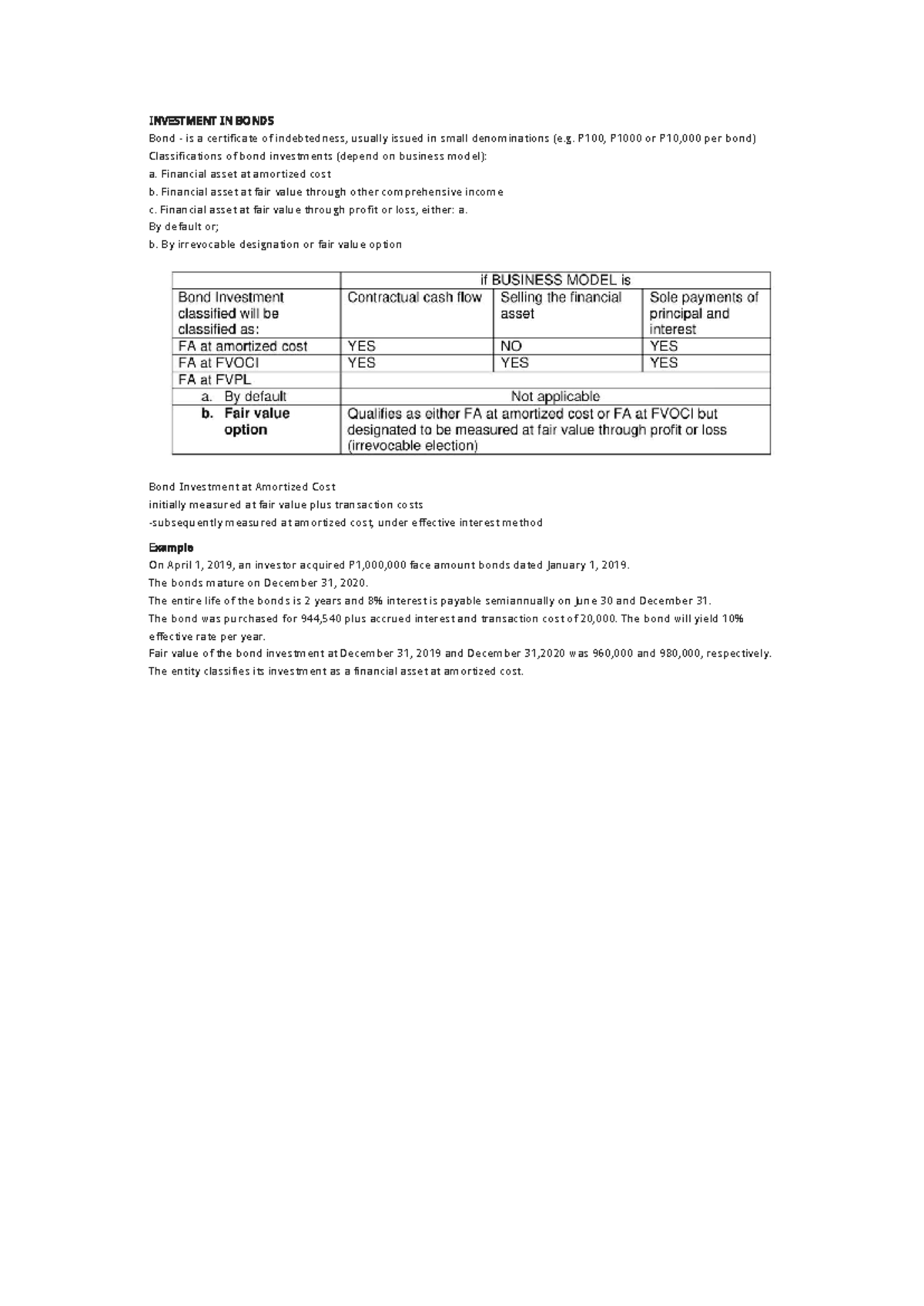 Investment in Bonds - Lecture Notes on Financial Assets - Studocu