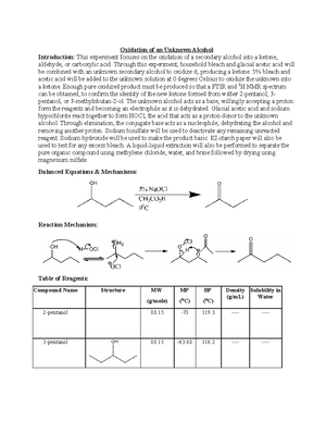 Fischer esterification of an unknown alcohol in CHEM2212 final ...