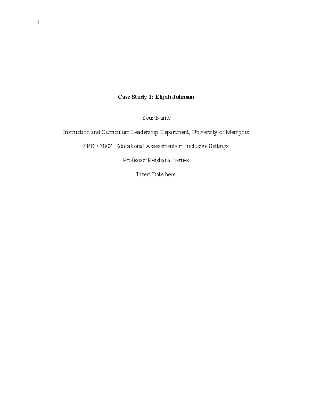SPED 3802: Case Study 1 - Elijah Johnson's Transition Planning - Studocu