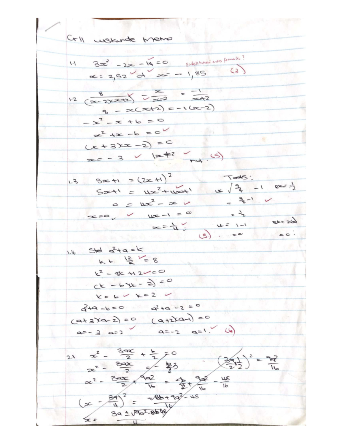 CIII Math Memo: Substitutions and Solutions for Equations - Studocu
