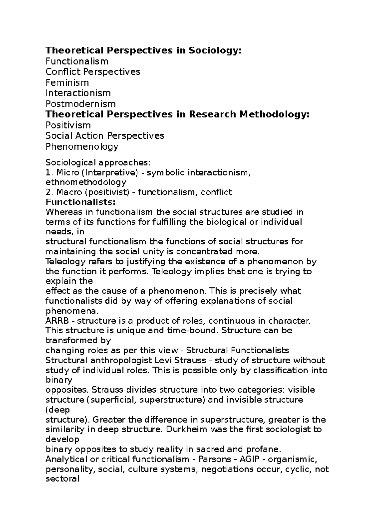 Major theoretical strands of research methodology in Sociology ...