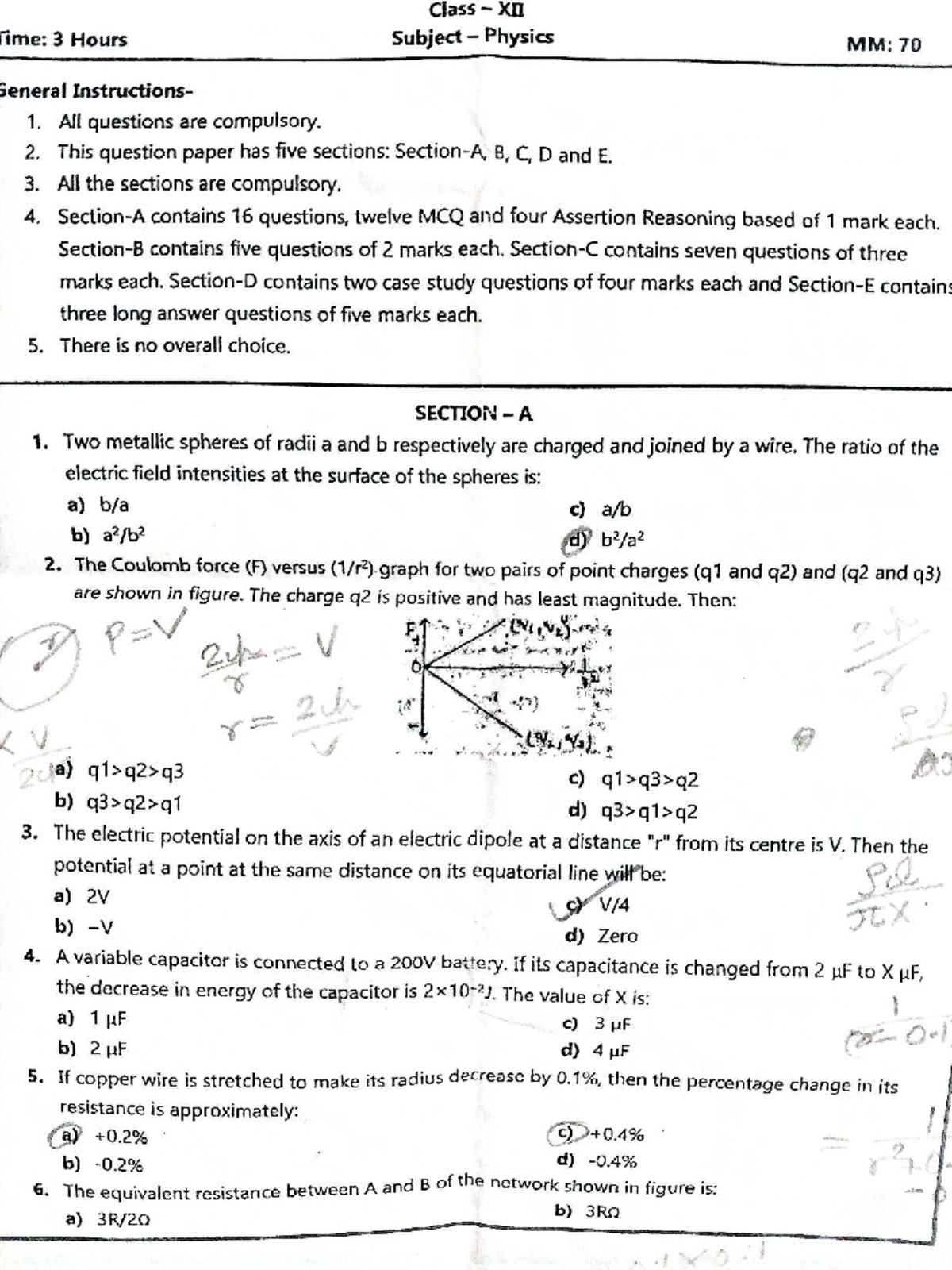 Physics Sample Paper Class XII 2025-26: Comprehensive Exam Guide - Studocu