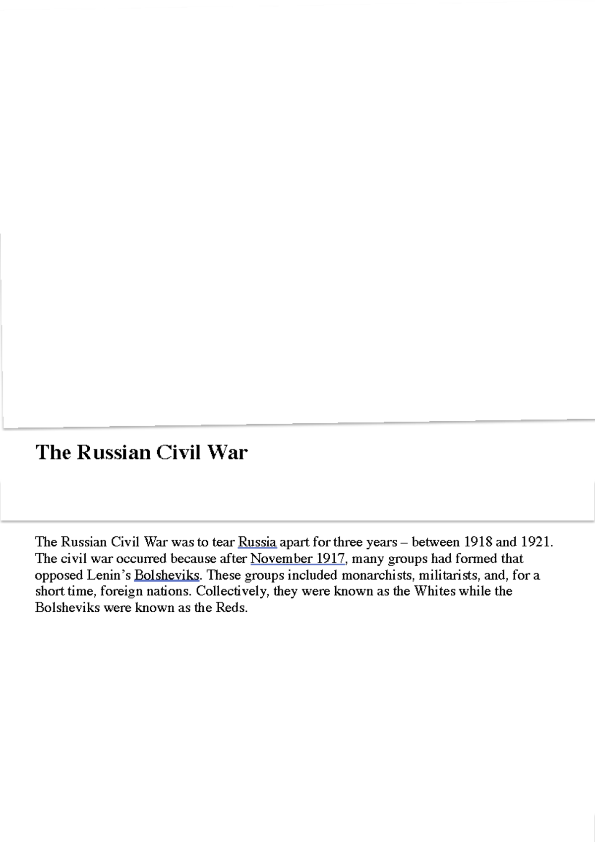 The Russian Civil War: Causes, Key Players, and Outcomes (HIST 101 ...