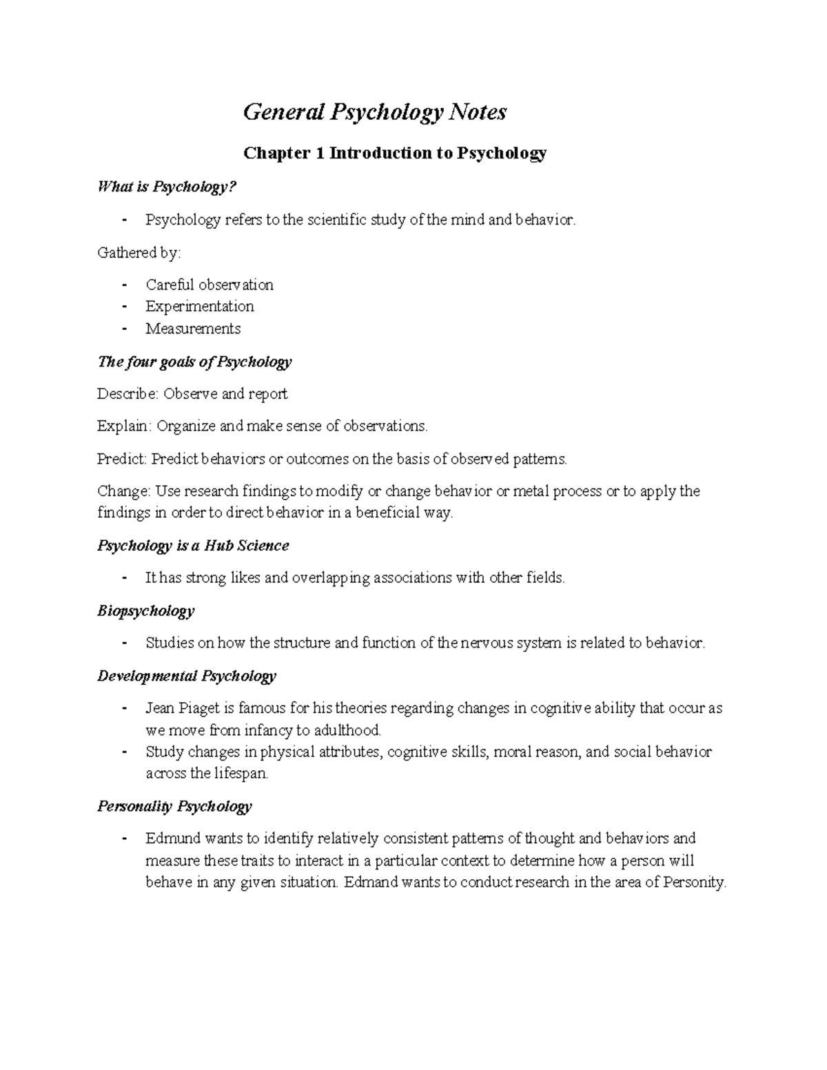 General Psychology Lecture Notes: Cognition, Memory & Learning (PSY101 ...