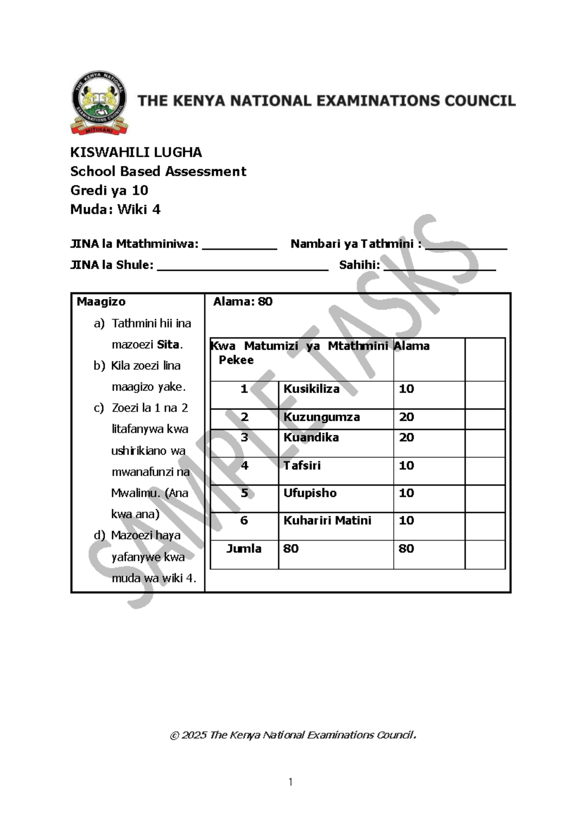 KISW 10 School Based Assessment Sample Paper - Muda: Wiki 4 - Studocu