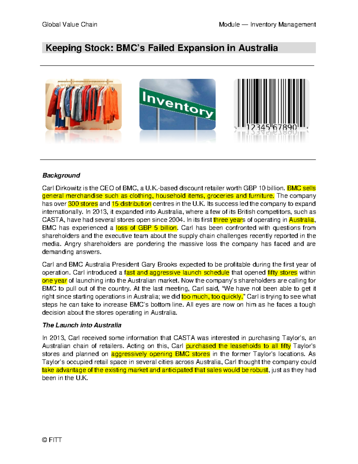 4. Case Study: GVC Inventory Management Challenges at BMC - Studocu