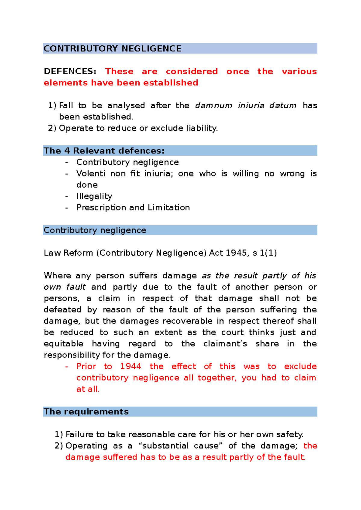 Contributory Negligence Defences: Key Principles and Case Law Analysis ...