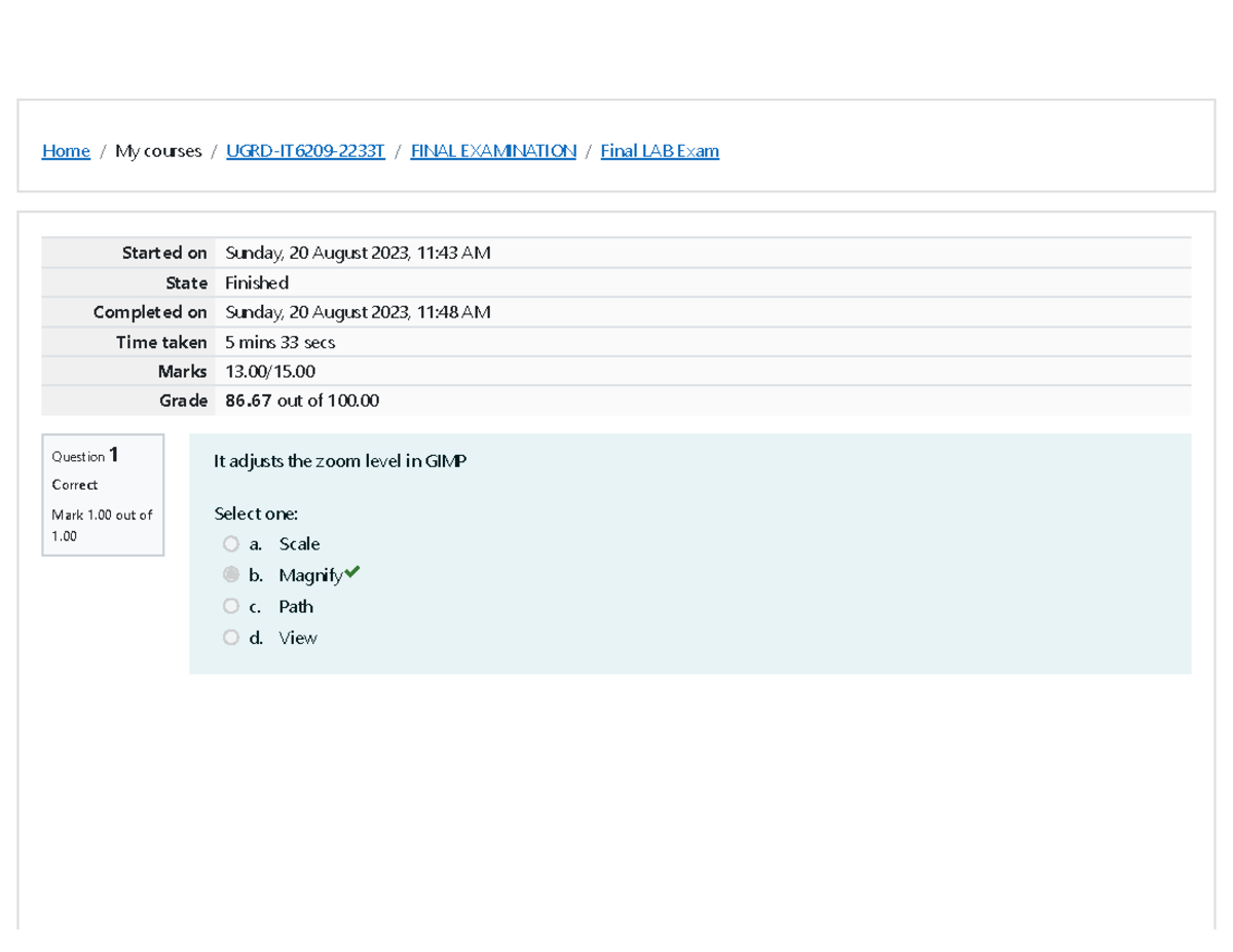 Final Exam Review: IT6209 Multimedia LAB-2nd Attempt Summary - Studocu