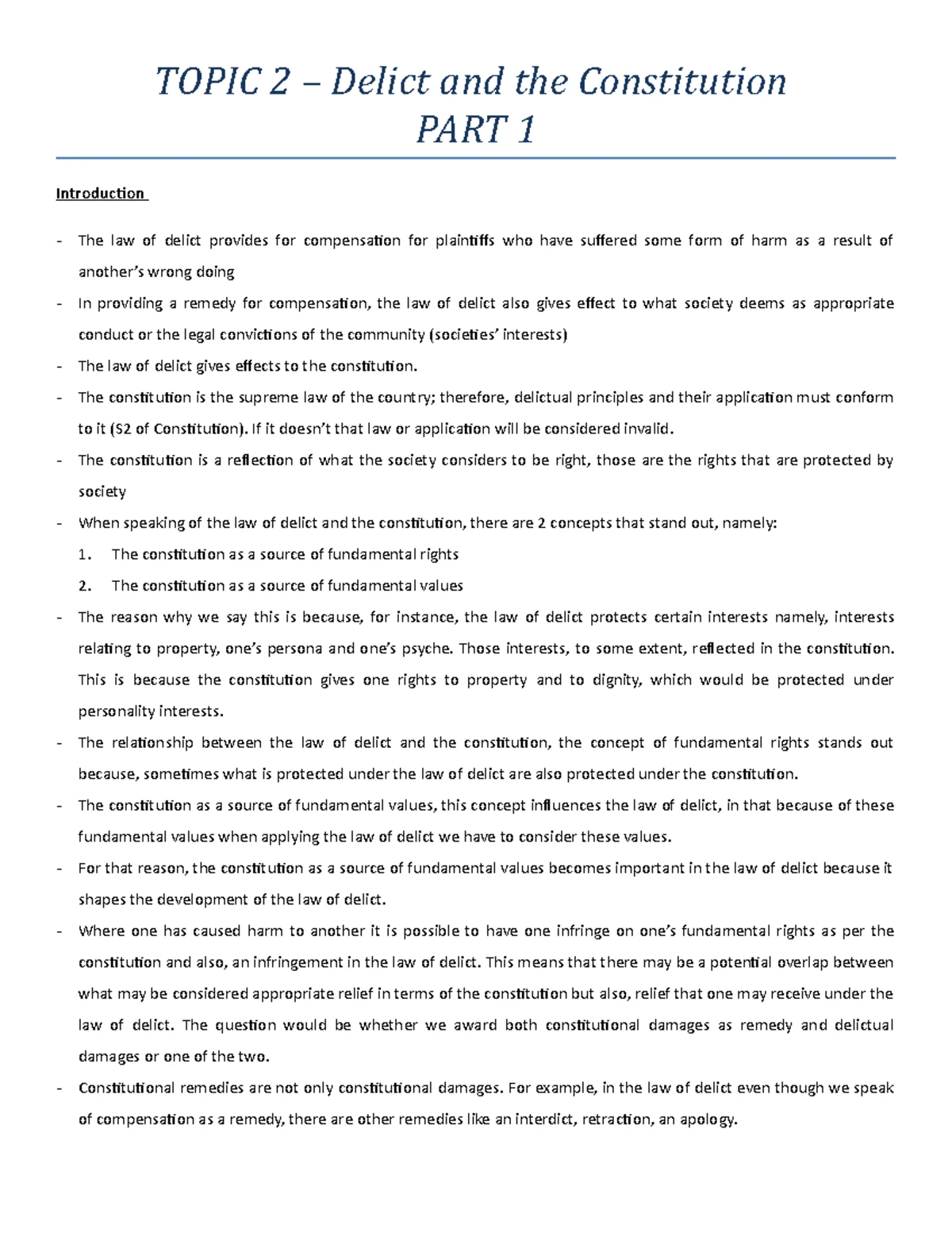 legal causation - TOPIC 5: Legal Causation Law of Delict (DEL201) Dr ...