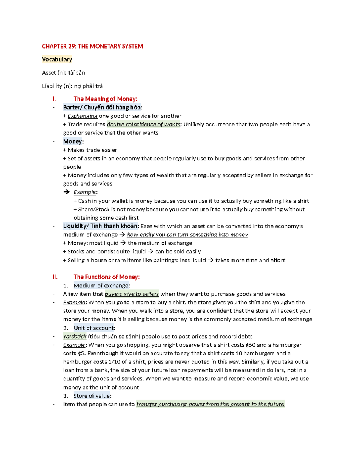 Chapter 29 30 Chapter 29 The Monetary System Vocabulary Asset N