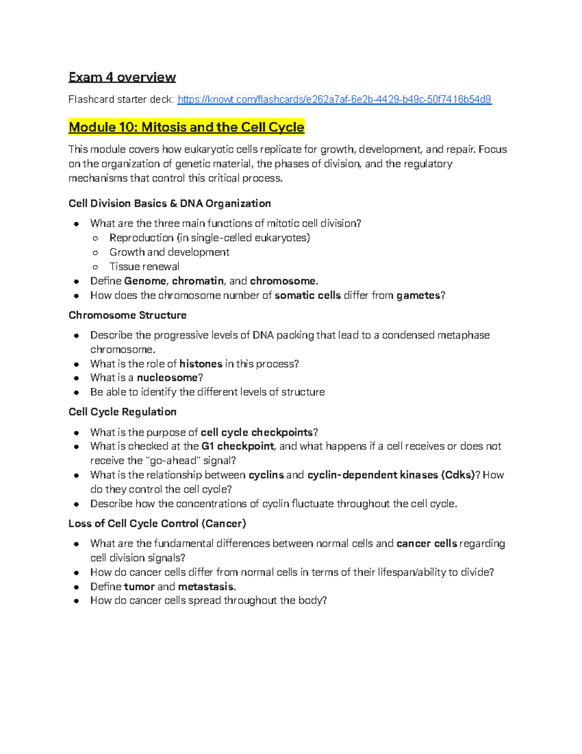 Exam 4 Overview: Mitosis, Meiosis, and Genetics - Studocu