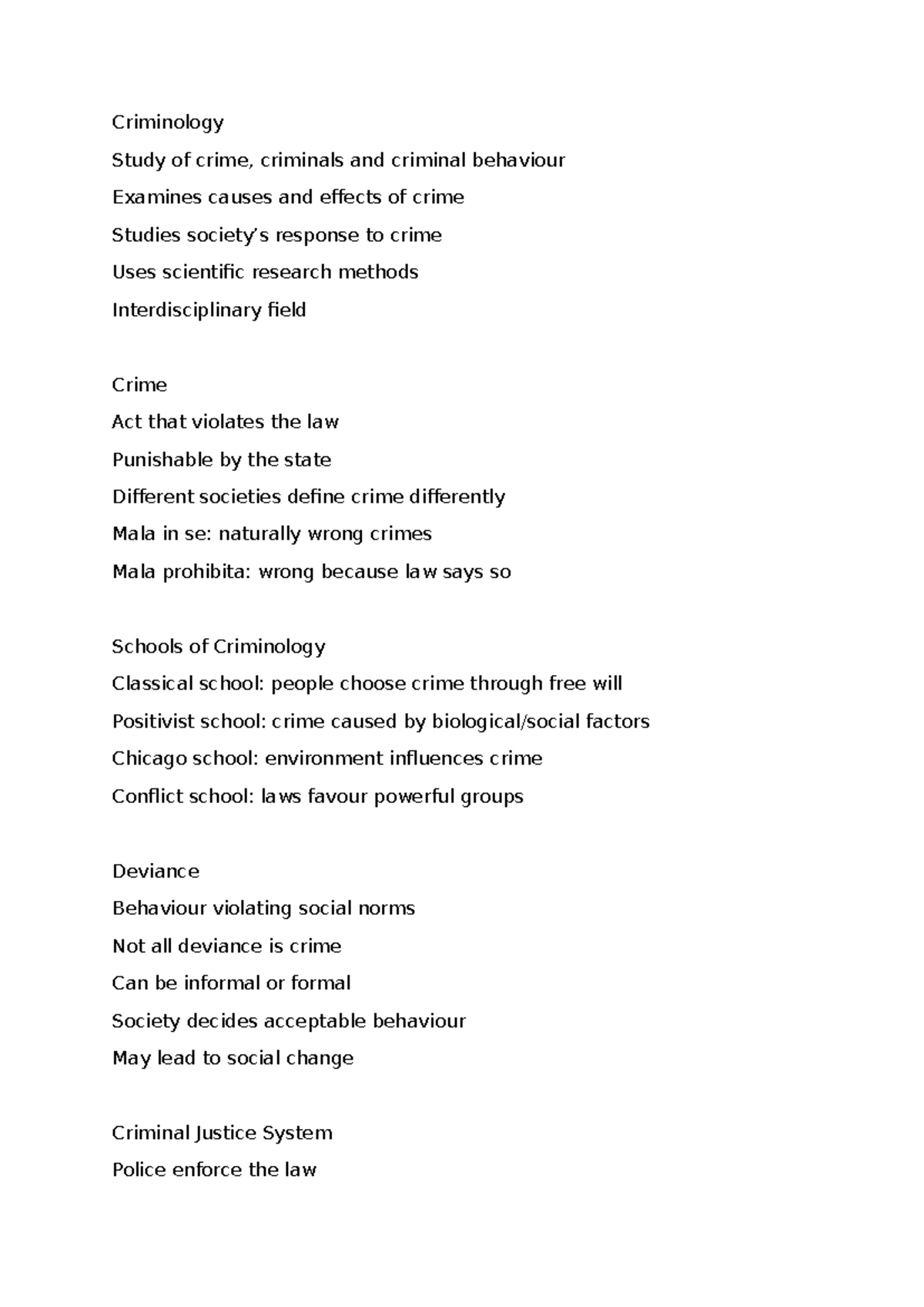 Cfsd101 Criminology Exam Notes: Understanding Crime and Justice - Studocu