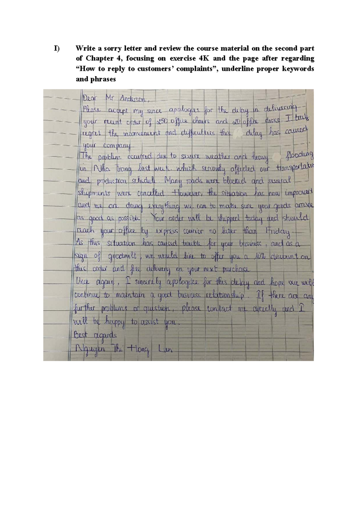 Task 1 & 2: Apology Letter & Chapter 4 Review (5B2, 5C, 5D, 5G, 5K ...