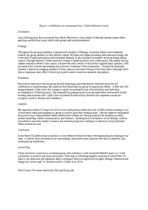 Using Gibbs Example of reflective writing in a healthcare assignment ...