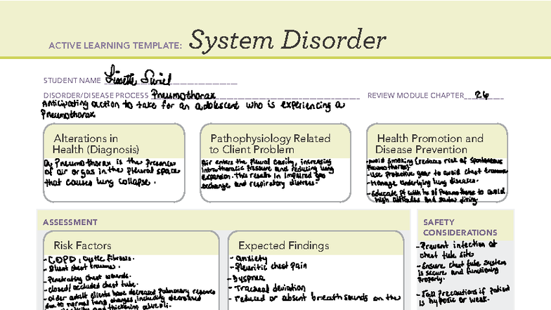 System Disorder: Active Learning Template for Health Alterations (14 ...