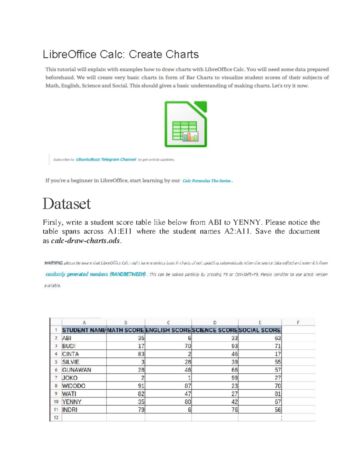 LibreOffice Calc (Lesson 2): Creating and Editing Charts - Studocu