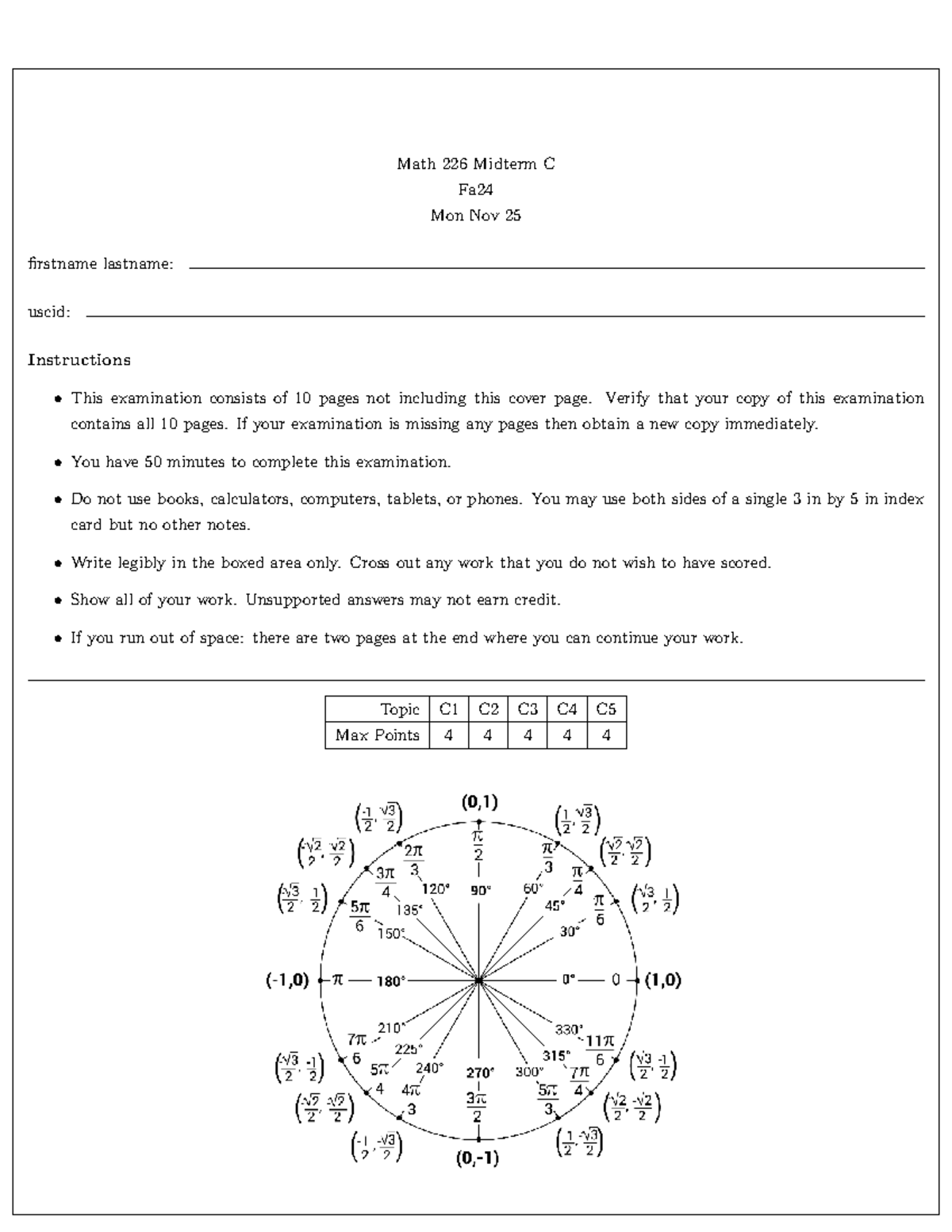 Math 226 Midterm C Solutions - Fall 2024 - Studocu
