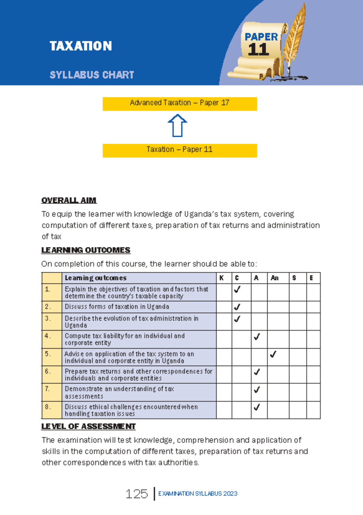 Taxation Paper 11 Syllabus Overview for Advanced Taxation 2023 - Studocu
