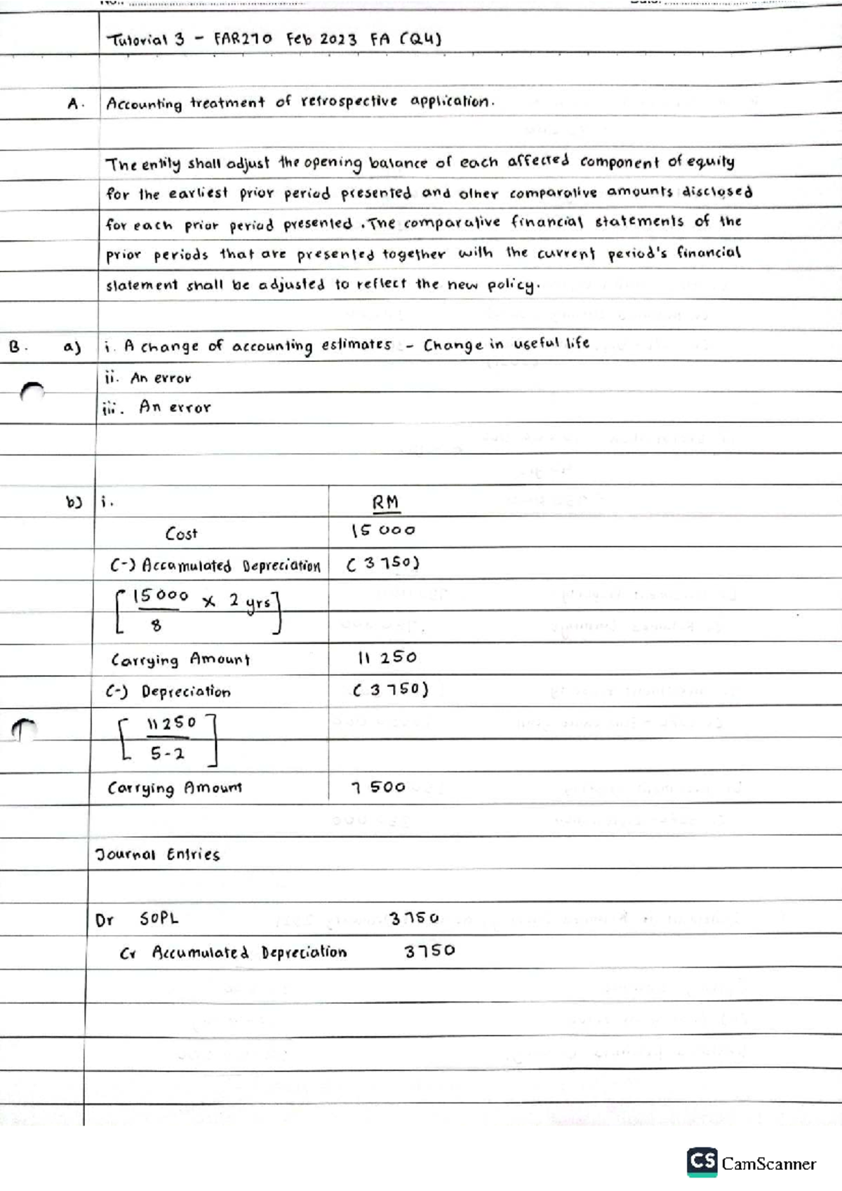 FAR270 - Feb 2023 FA Tutorial 3 Q4: Accounting Treatment Adjustments ...