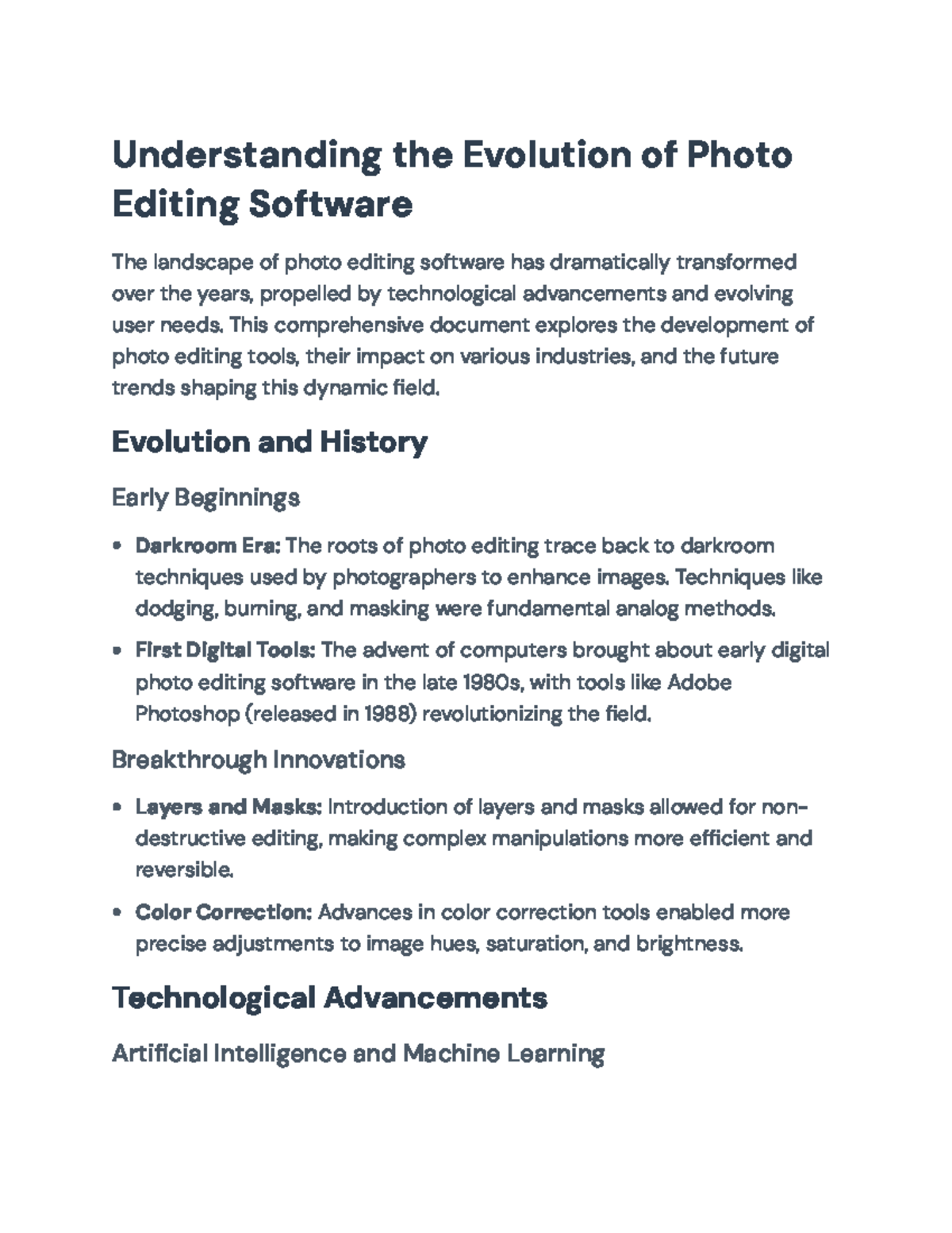 Evolution and Impact of Photo Editing Software: A Comprehensive ...