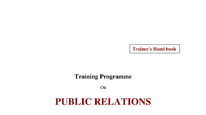 LN1 Public Relations Training Programme: Concepts and Strategies - Studocu