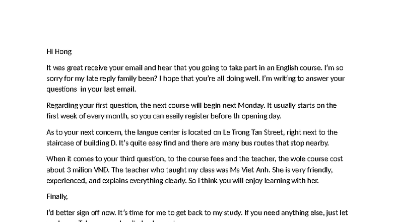 Hi Hong - English Course Information and Details - Studocu