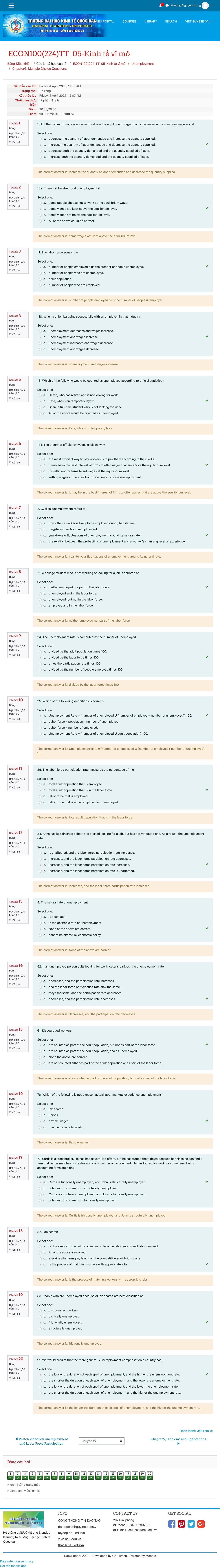 Chapter 6: Unemployment Multiple Choice Questions (VI) - Studocu
