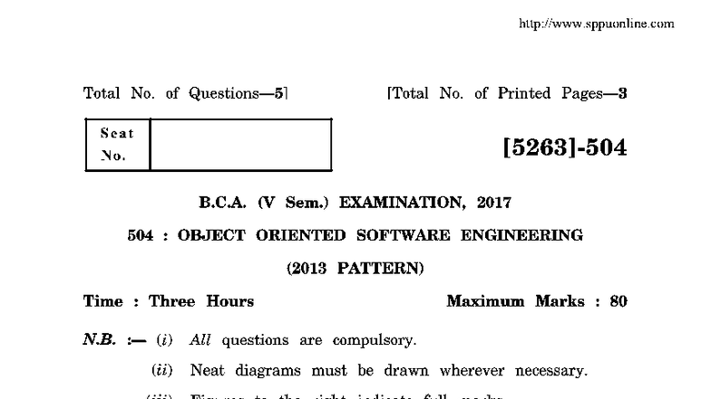 BCA V Sem Object Oriented Software Engineering Exam 504 - Oct 2017 ...