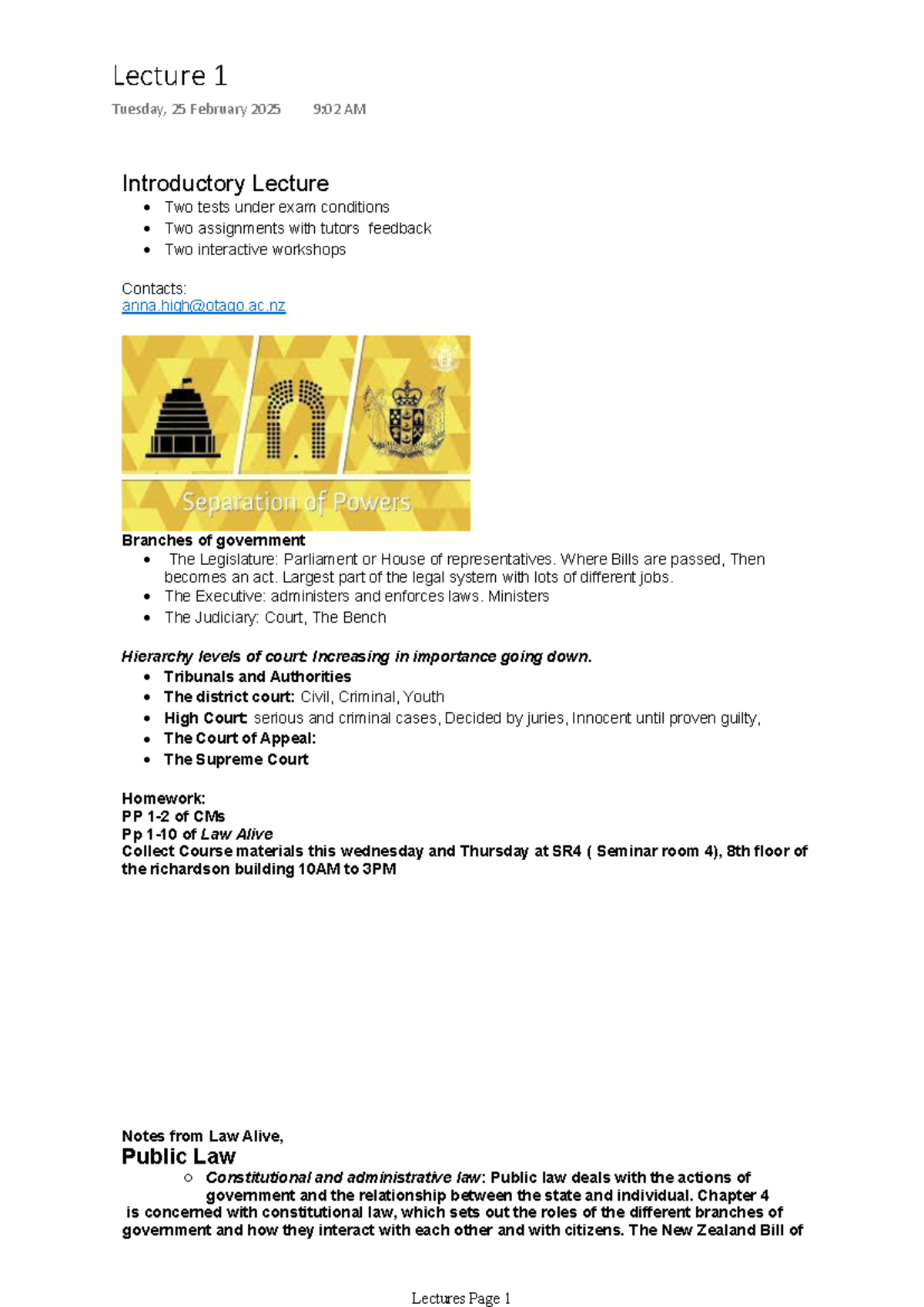 Laws101 Mid-Year Lecture Notes: Understanding Government Branches and ...