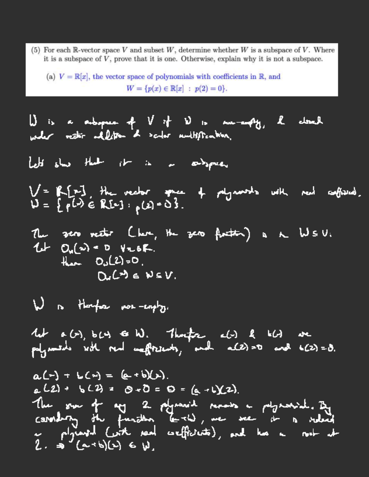 Homework 1 - Subspace Determination in Vector Spaces (5) - Studocu