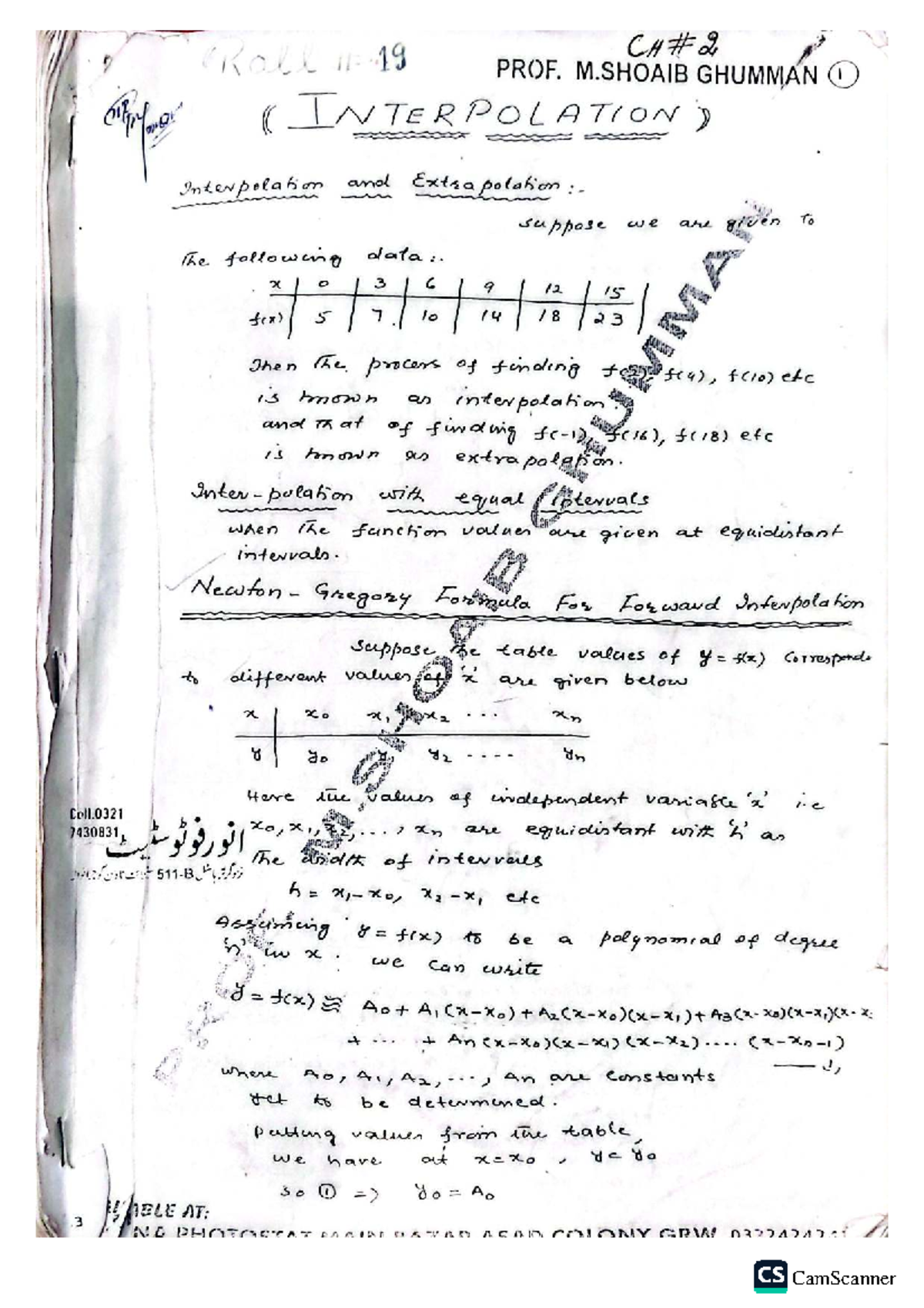 Numerical Computing Notes: Interpolation & Extrapolation Techniques (CS ...