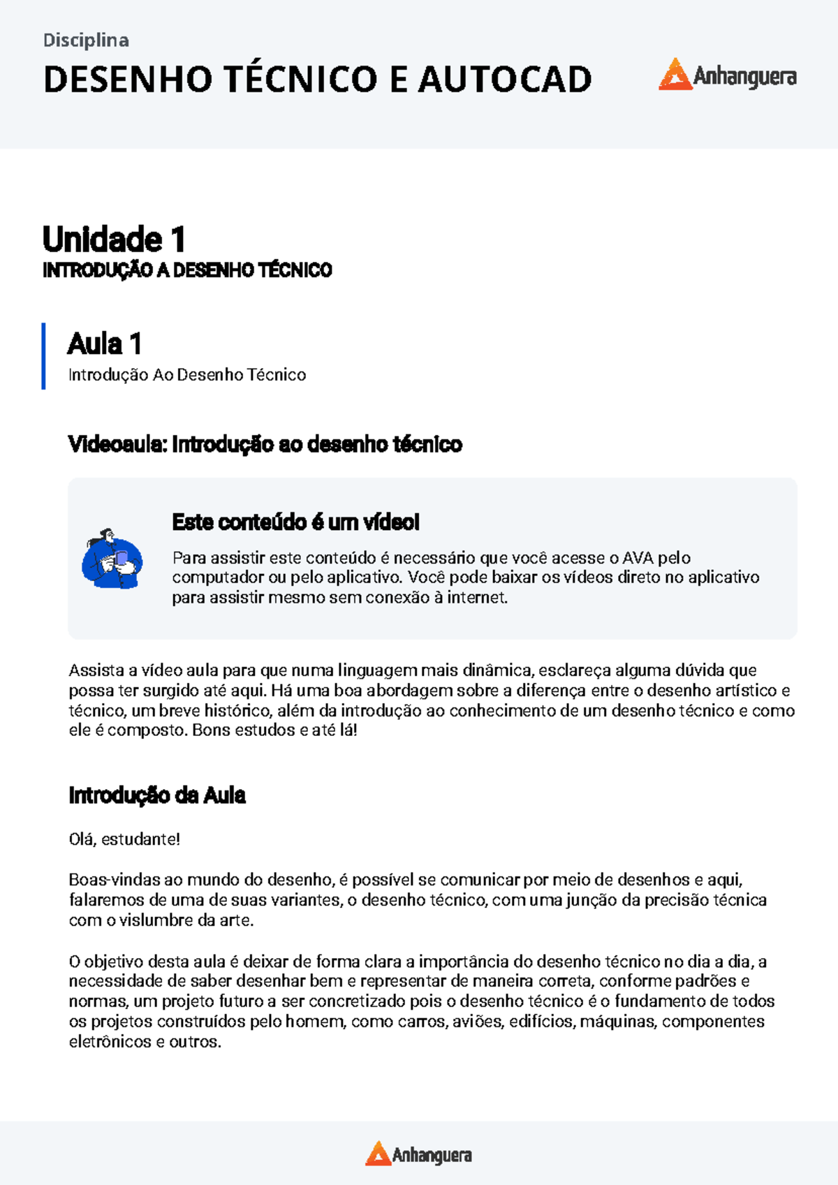 Aula 1: Introdução ao Desenho Técnico e Autocad - BS301 - Studocu