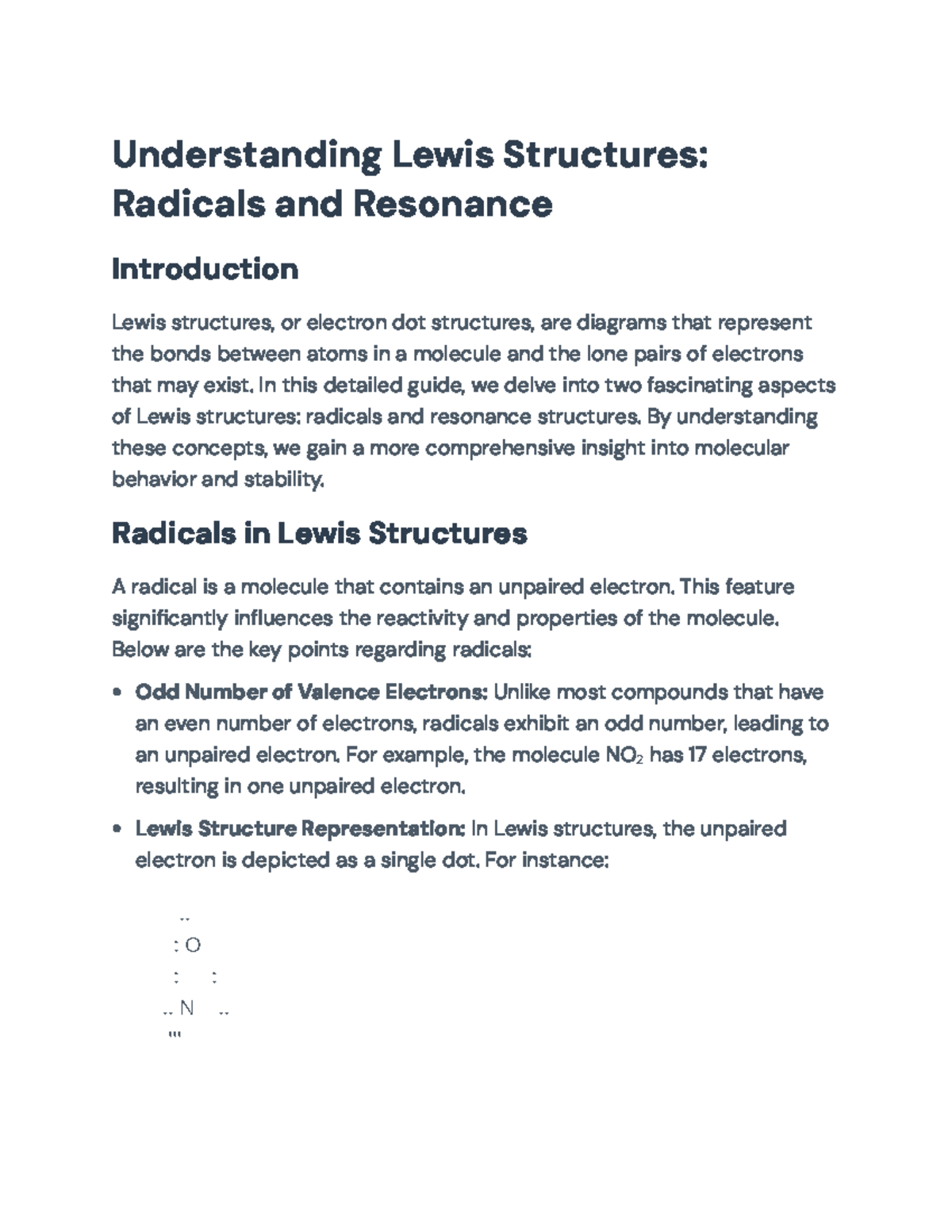 Understanding Lewis Structures: Radicals & Resonance (Chem 101 ...