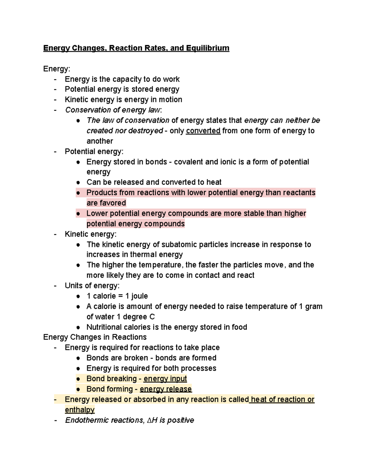 Chapter 6 Chem - Valerie Moses's Chem Class - Energy Changes, Reaction ...