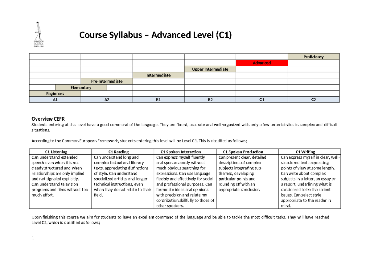 Advanced English Proficiency Course Overview (CEFR C1-C2) - Studocu